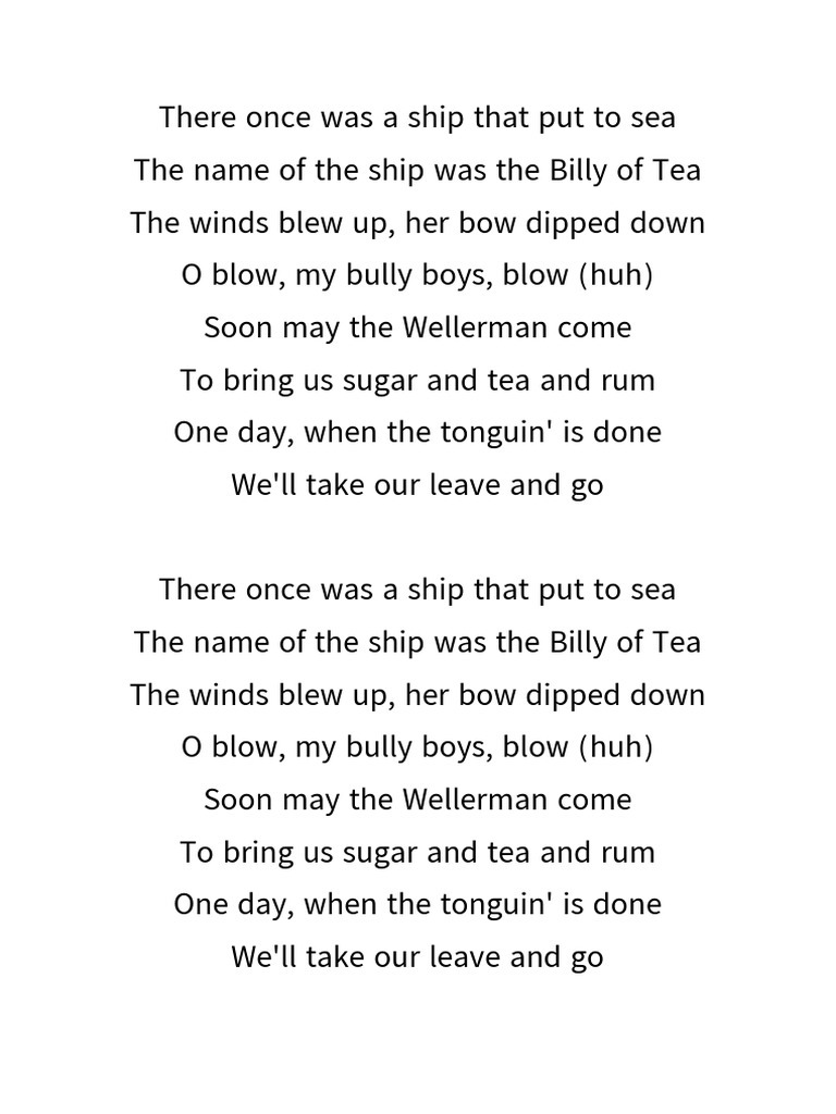 "Wellerman Sea Shanty Lyrics" | PDF