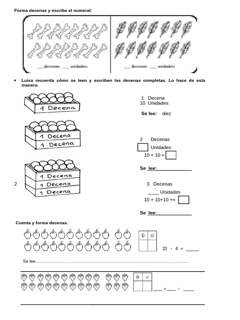 Forma Decenas y Escribe El Numeral | PDF