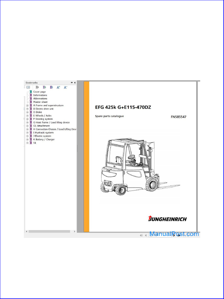 Jungheinrich Forklift Efg 425k Ge115 470dz Spare Parts Manual Fn585547 ...