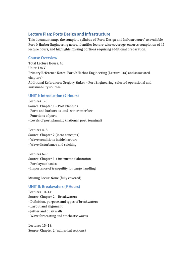 Ports_Design_and_Infrastructure_Lectur | PDF | Port | Dredging