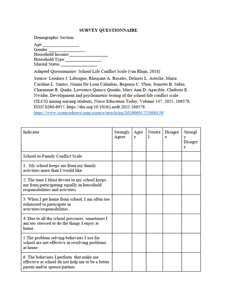 Survey Questionnaire | PDF | Social Psychology | Behavioural Sciences