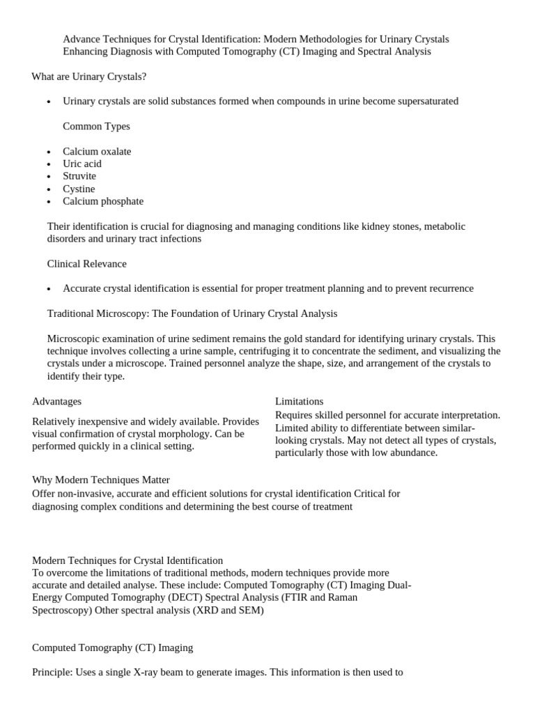 Advanced Urinary Crystal Identification Techniques | PDF | Raman ...