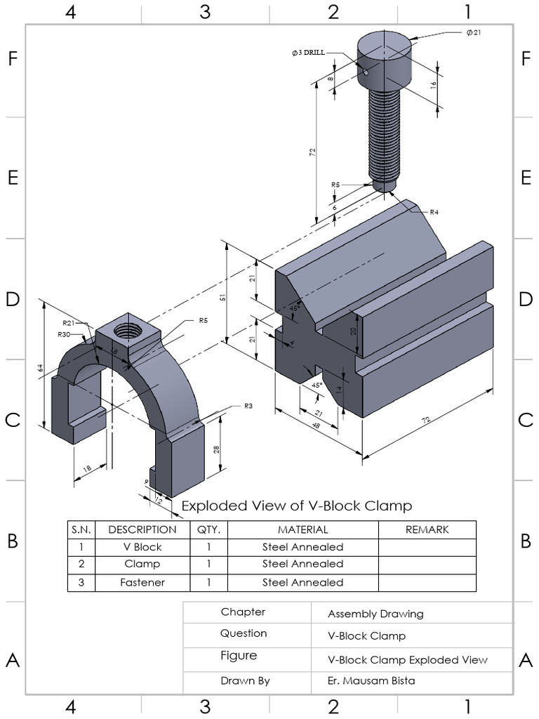 V-Block Clamp Assembly Drawings | PDF | Technical Drawing | Infographics