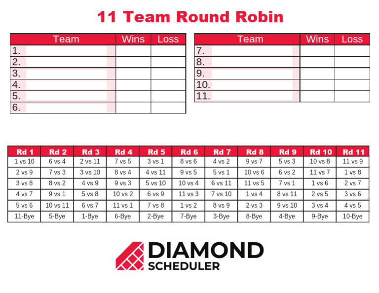 11-Team Round Robin Schedule | PDF