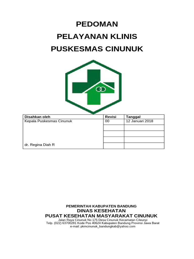Pedoman Layanan Klinis Puskesmas Cinunuk | PDF