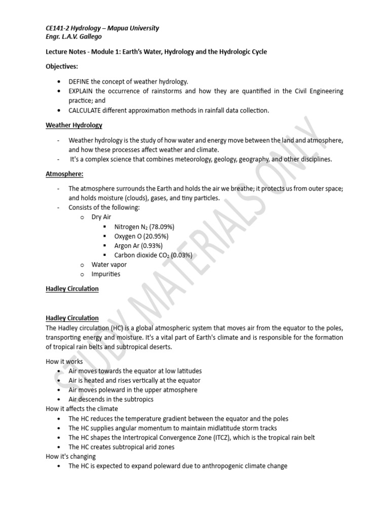 CE141 Module 2 Lecture Notes | PDF | Precipitation | Rain