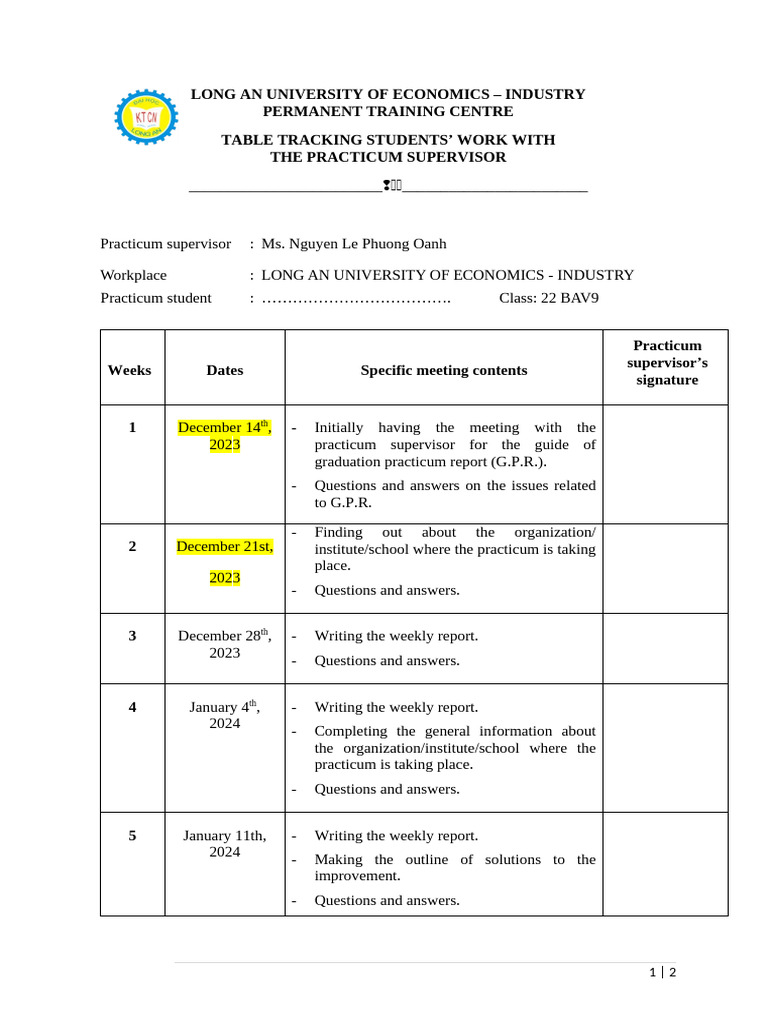 Practicum Tracking for Economics Students | PDF