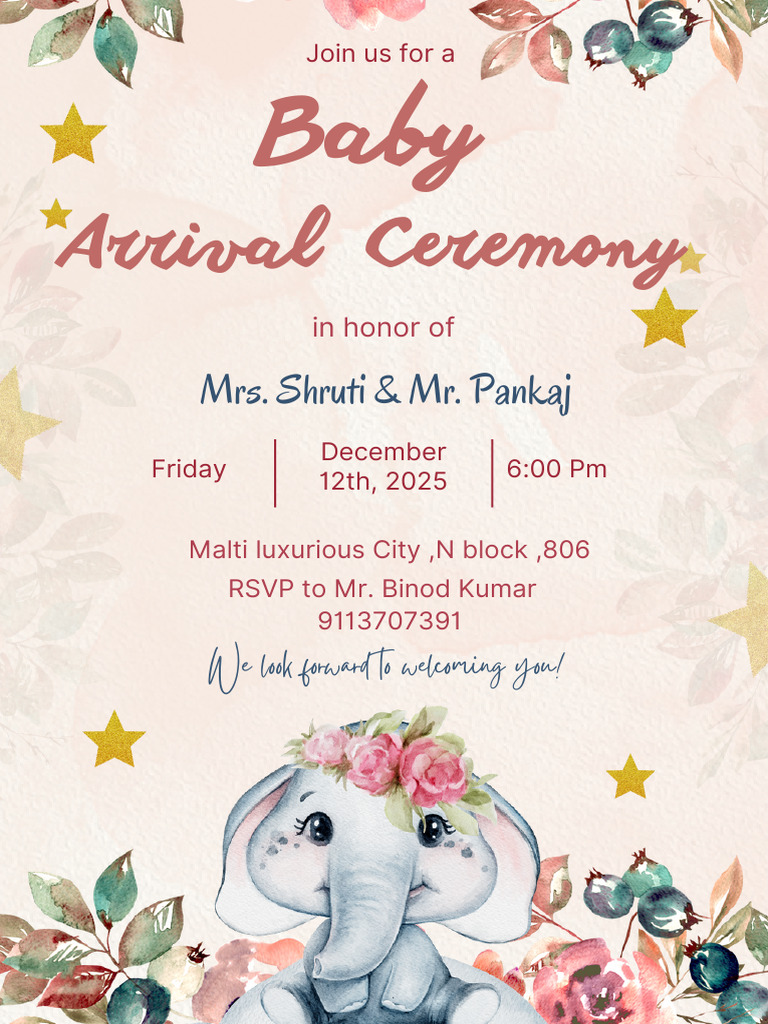 Baby Arrival Ceremony Invitation | PDF