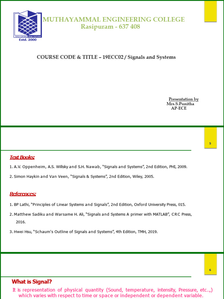 UNIT-I-SS-PPT | PDF | Filter (Signal Processing) | Laplace Transform