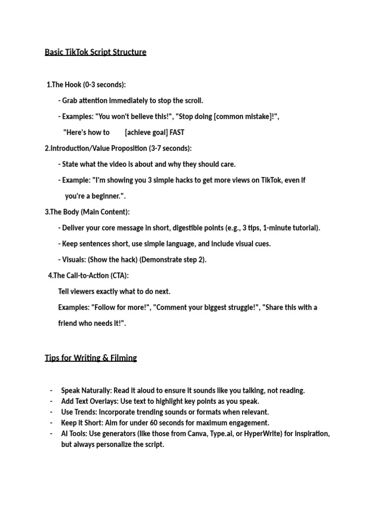 Essential TikTok Script Guide | PDF
