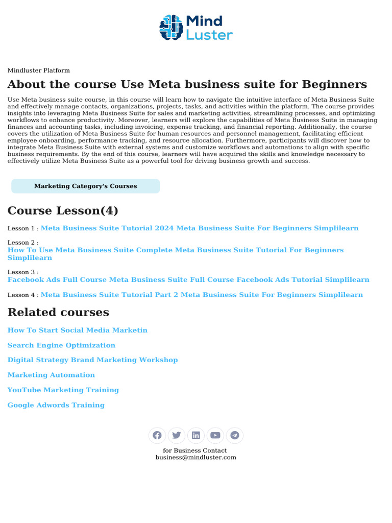 Meta Business Suite Course for Beginners | PDF