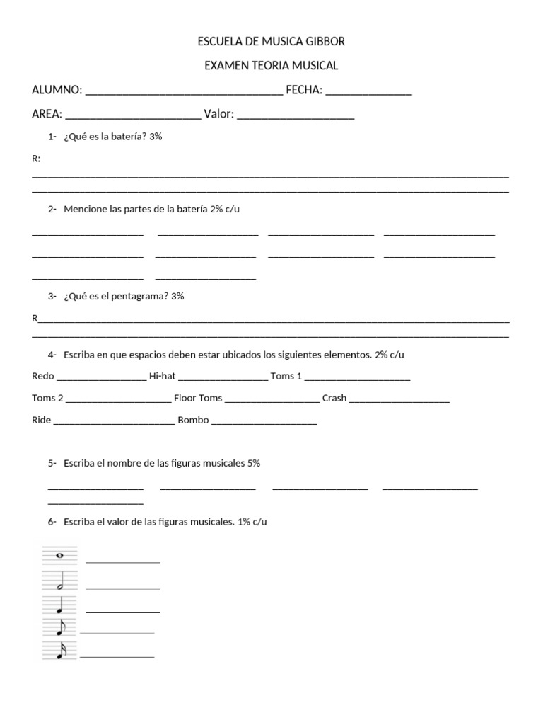 Examen Teoria Musical | PDF