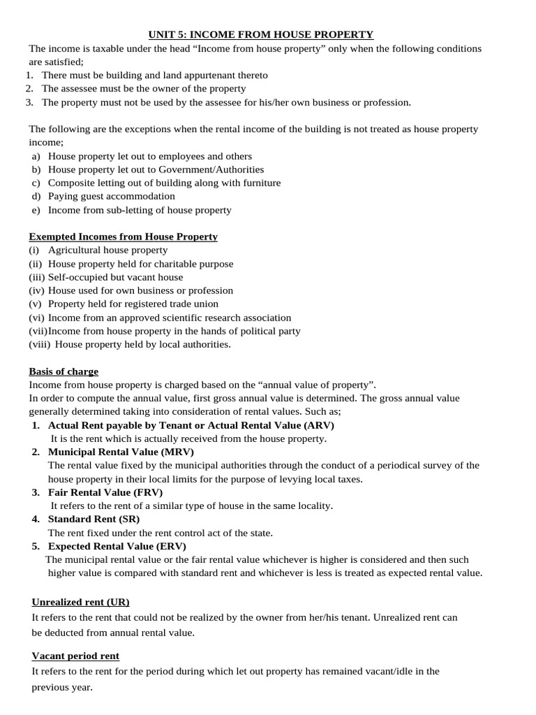Taxation of Income from House Property | PDF | Tax Deduction | Interest