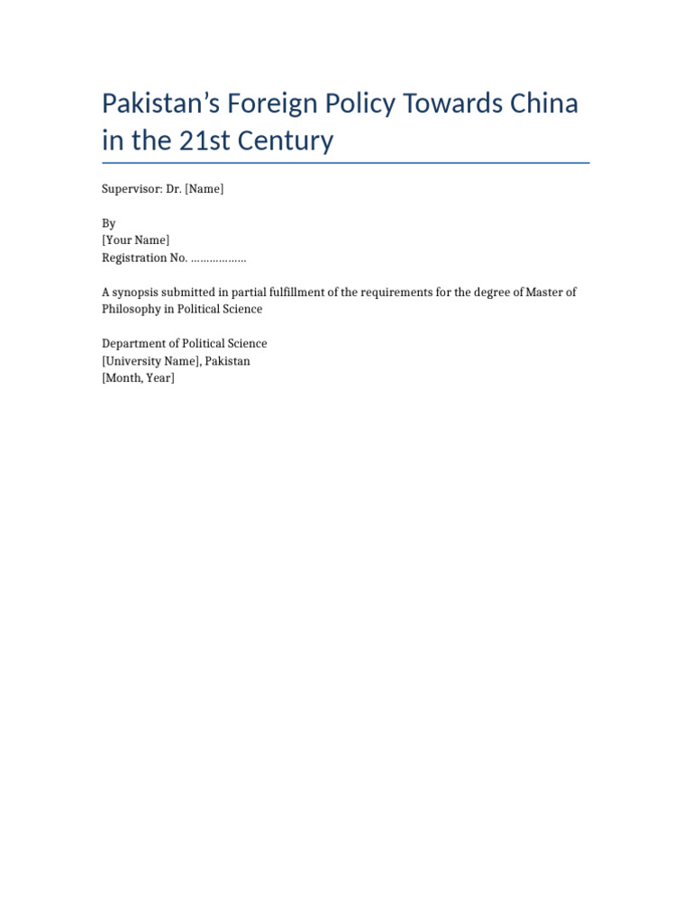 Pakistan Foreign Policy Proposal | PDF | Pakistan | Geopolitics