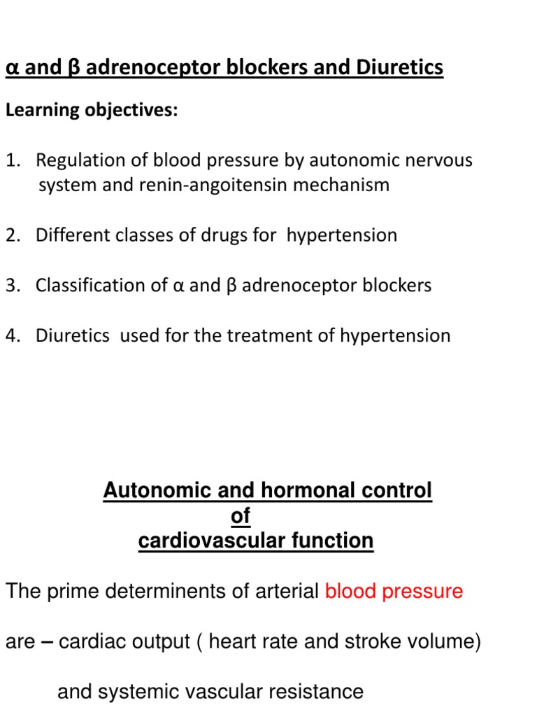 Alpha and Beta + Diuretics | PDF | Hypertension | Angiology