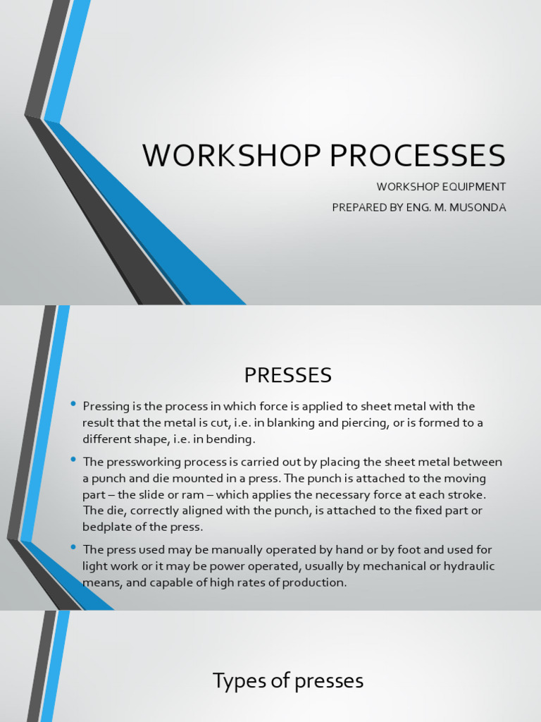 Workshop Presses and Safety Procedures | PDF | Sheet Metal | Clutch