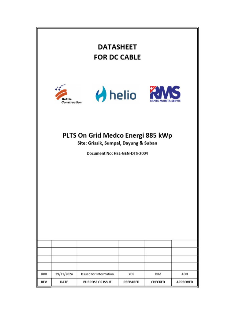 HEL-GEN-DTS-2004 - Datasheet For DC Cable | PDF