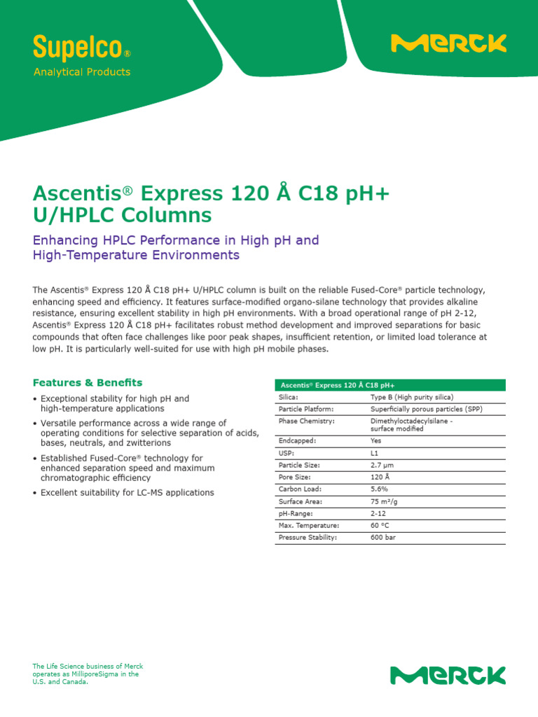 NPI-Ascentis Express C18 PHU-HPLC Columns MRK Web-1 | PDF | High ...