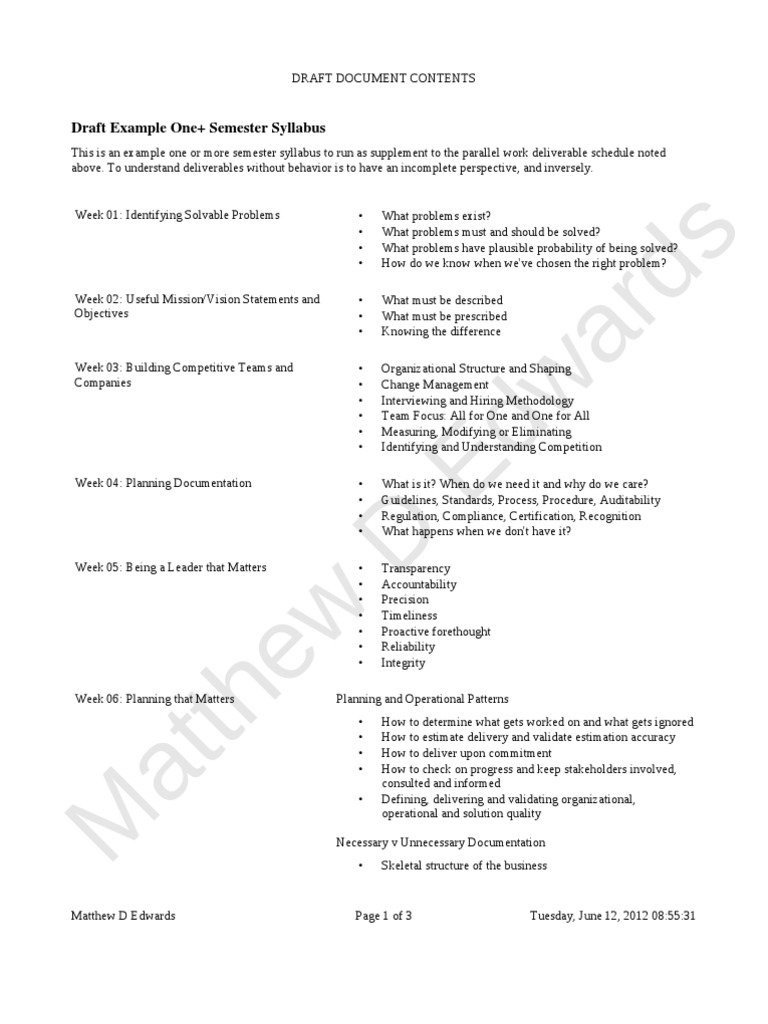 Draft Course Schedule | PDF | Agile Software Development | Project ...