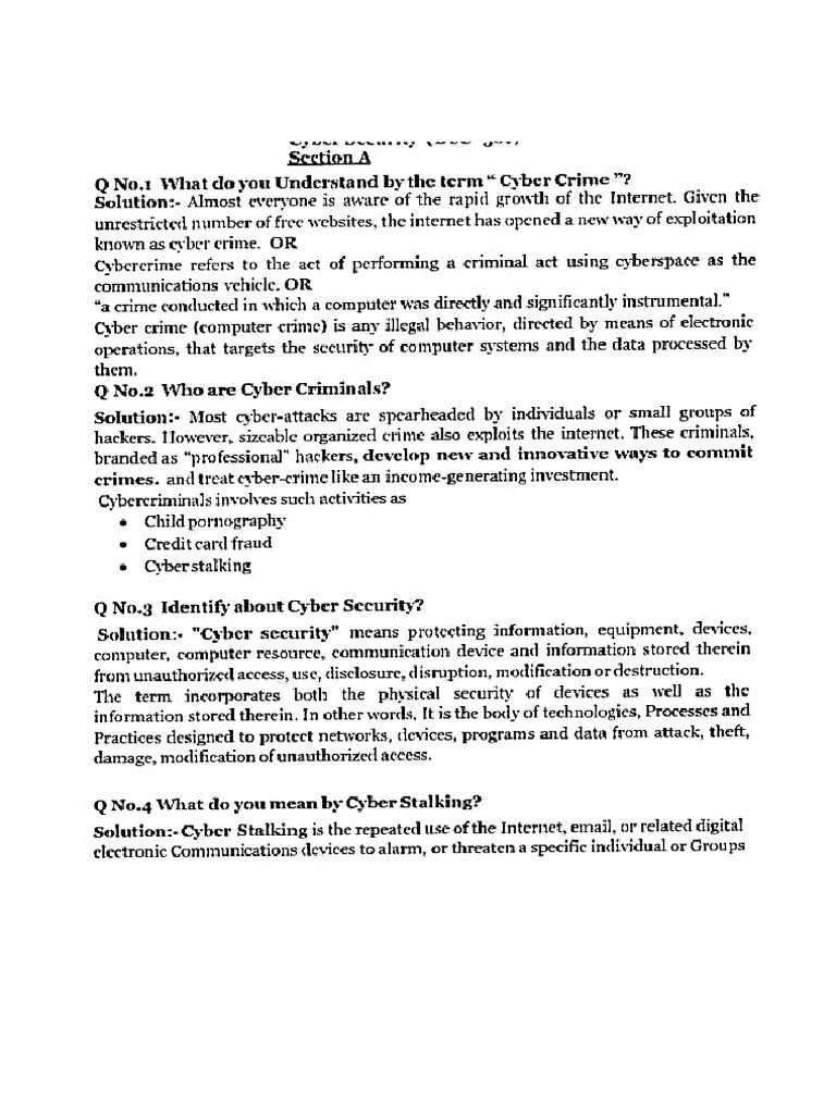 Cyber Security Important Questions With Their Solution | PDF