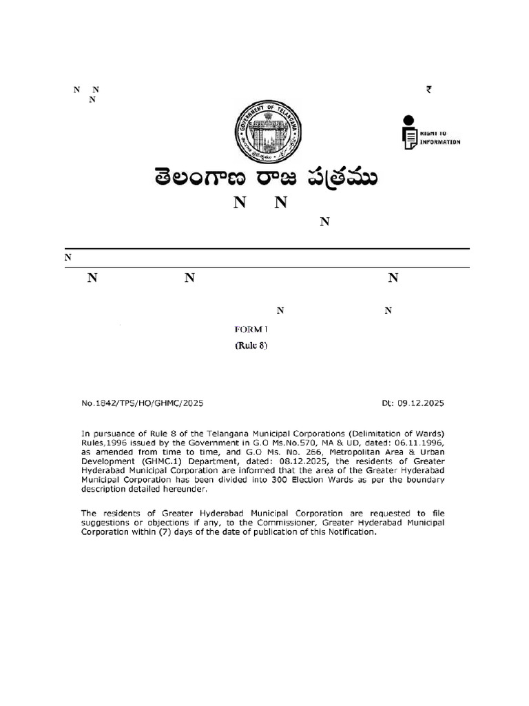Greater Hyderabad Ward Delimitation | PDF