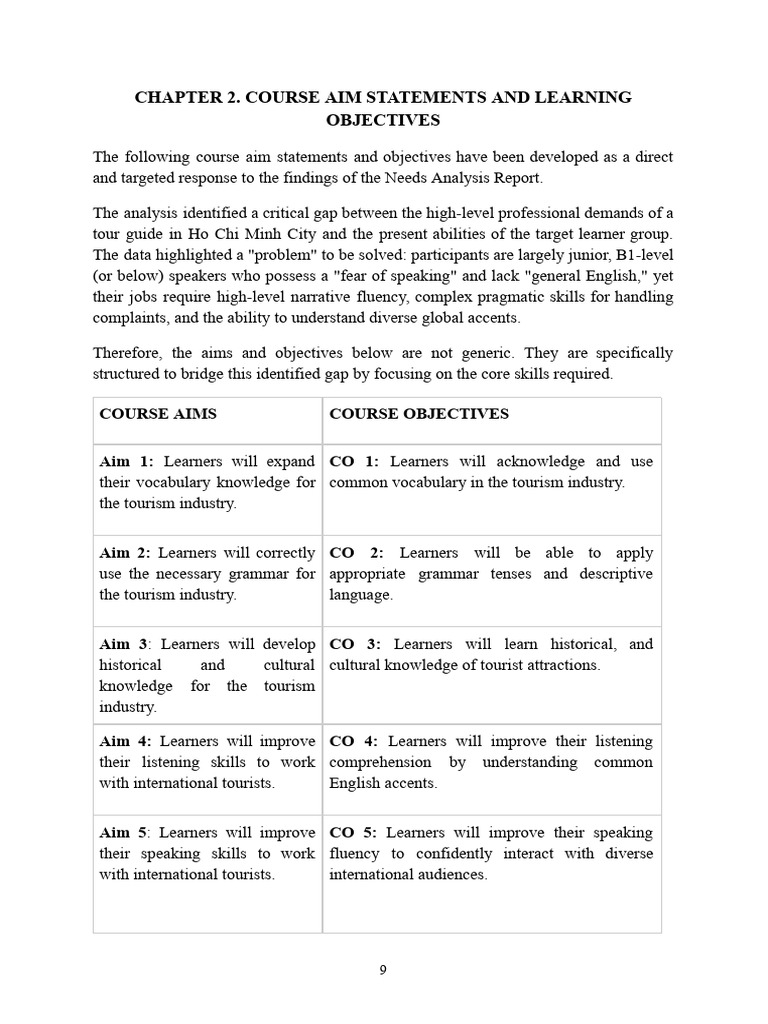 Chapter 2 - Aim Statements and Course Objectives | PDF
