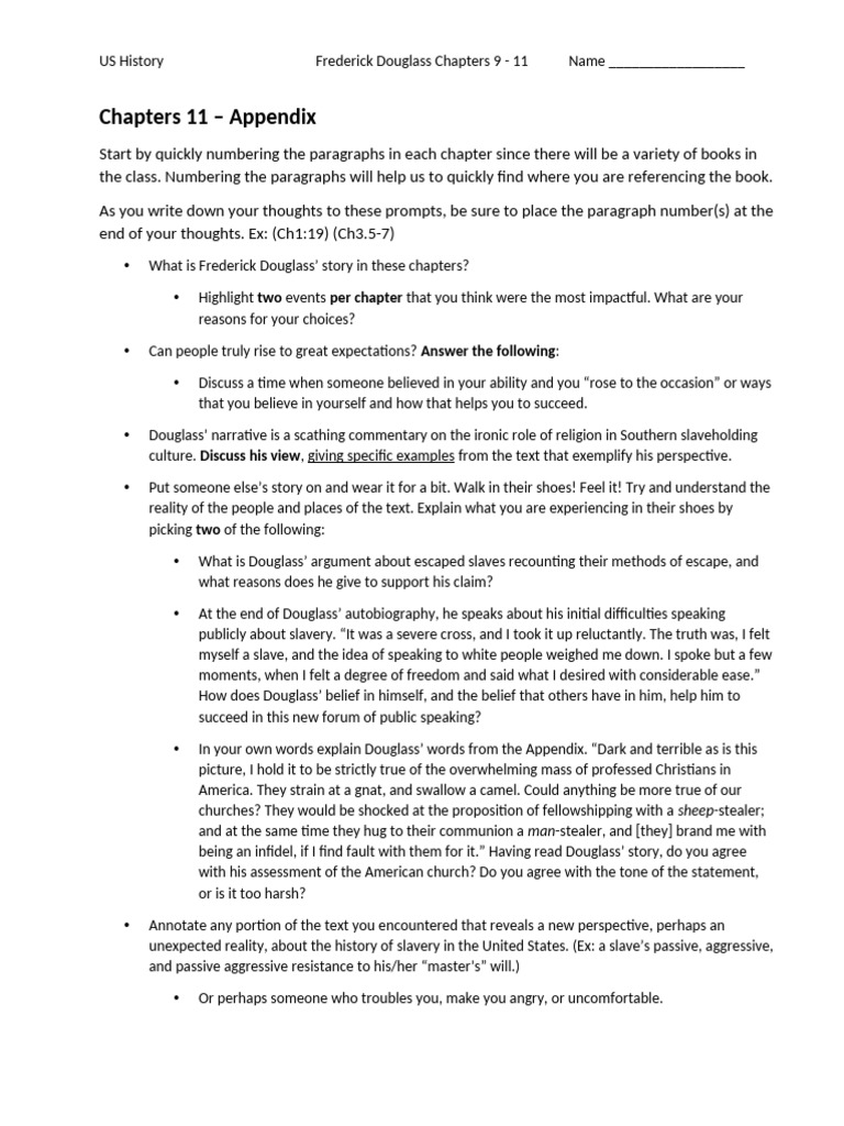 2022 Chapters 11-Appendix Prompts For Axis 2 | PDF | Frederick Douglass