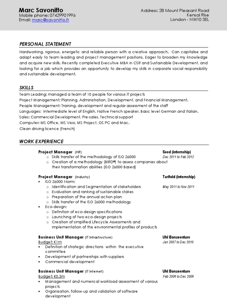 CV Marc Savonitto 230512v3 Applications | PDF | Corporate Social ...