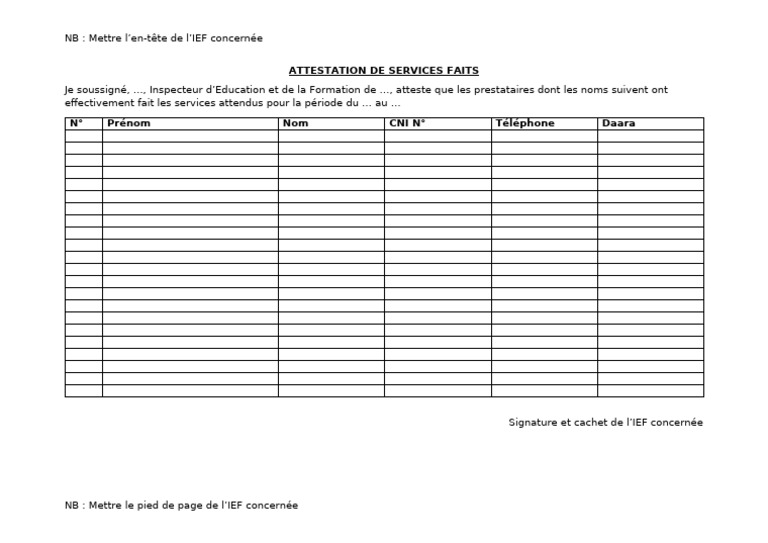Attestation de Services Éducatifs | PDF