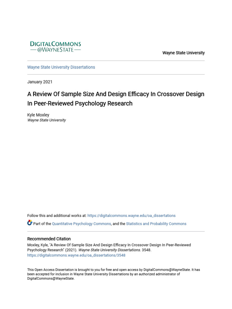 A Review of Sample Size and Design Efficacy in Crossover Design I | PDF ...