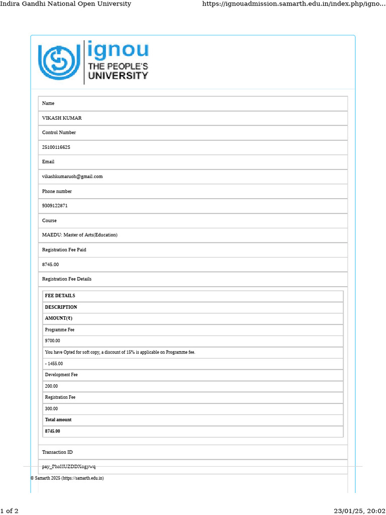 Indira Gandhi National Open University | PDF