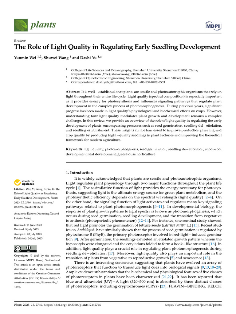 Light Quality's Impact on Seedling Growth | PDF | Plant Hormone ...