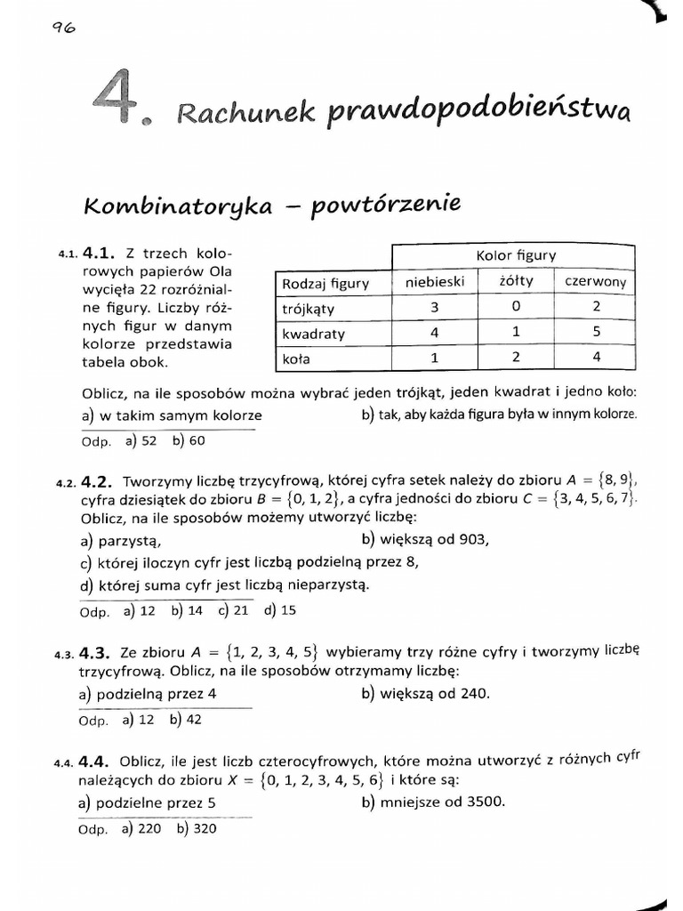 Rachunek P-Stwa - Zbiór Zadań Kl. 4 | PDF