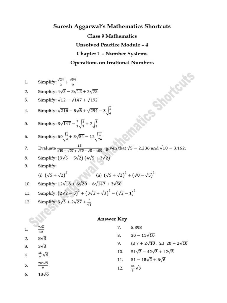 Class 9 Math: Irrational Number Shortcuts | PDF