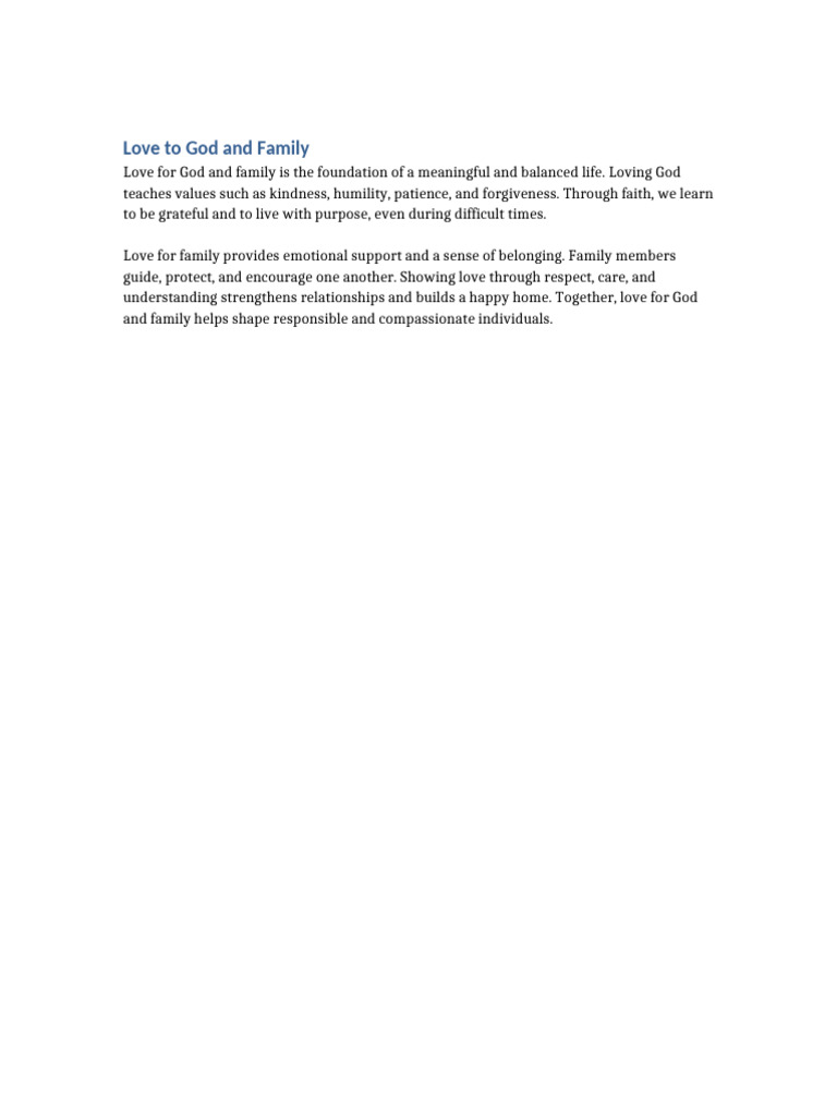 Love To God and Family | PDF
