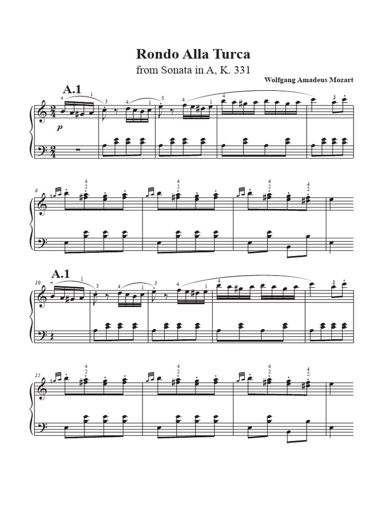 Rondo Alla Turca de Mozart | PDF | Musique de la période classique ...