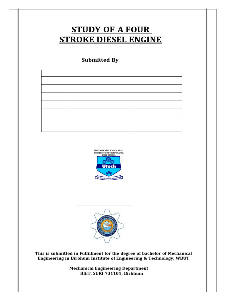 Project Report of 7th Sem | PDF | Internal Combustion Engine | Diesel ...