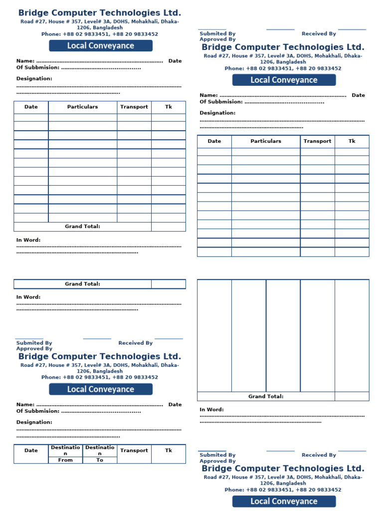 Conveyence Bill Formate | PDF