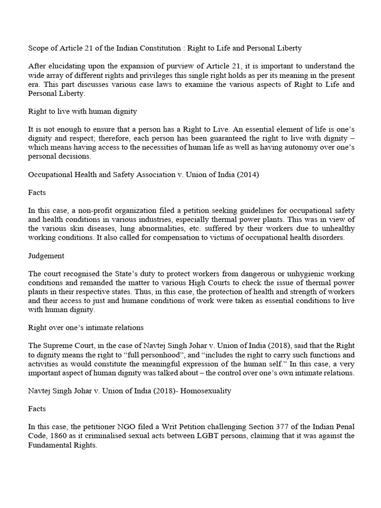Article 21: Right to Life & Dignity | PDF | Capital Punishment | Sexual ...
