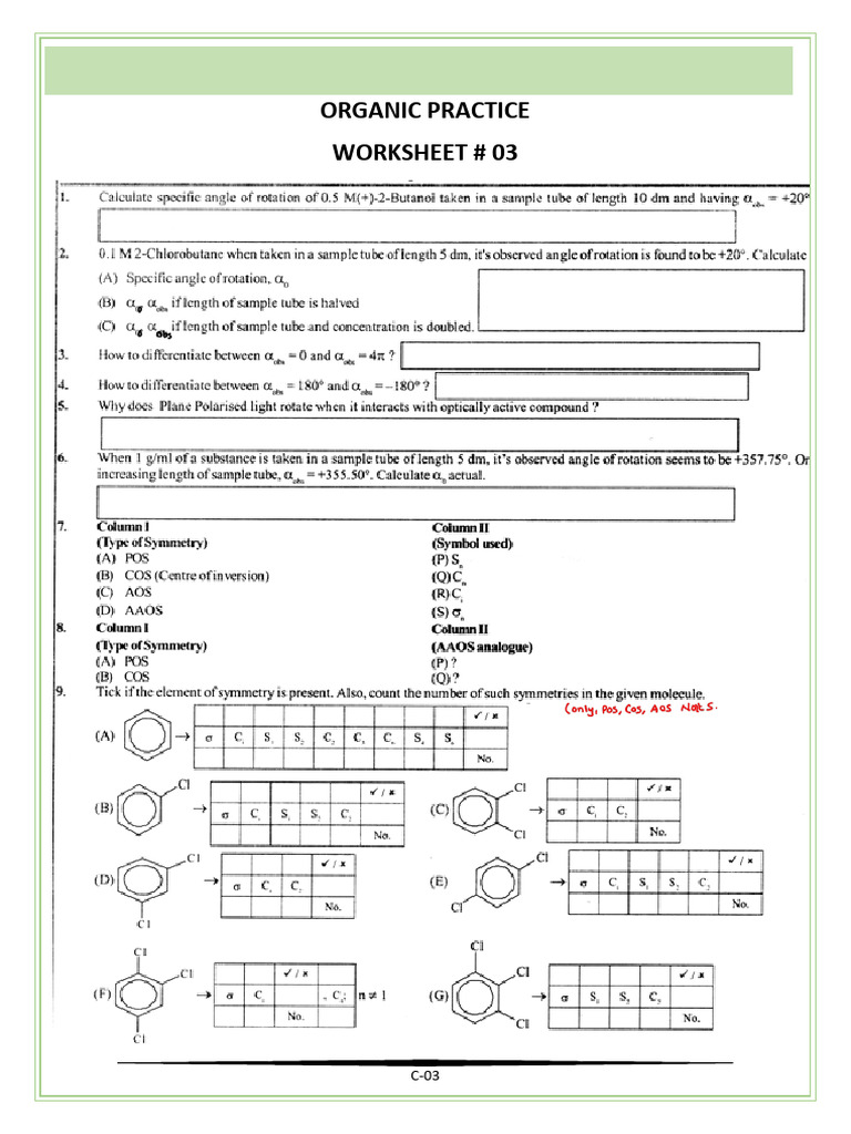Organic Practice Worksheet #03 | PDF