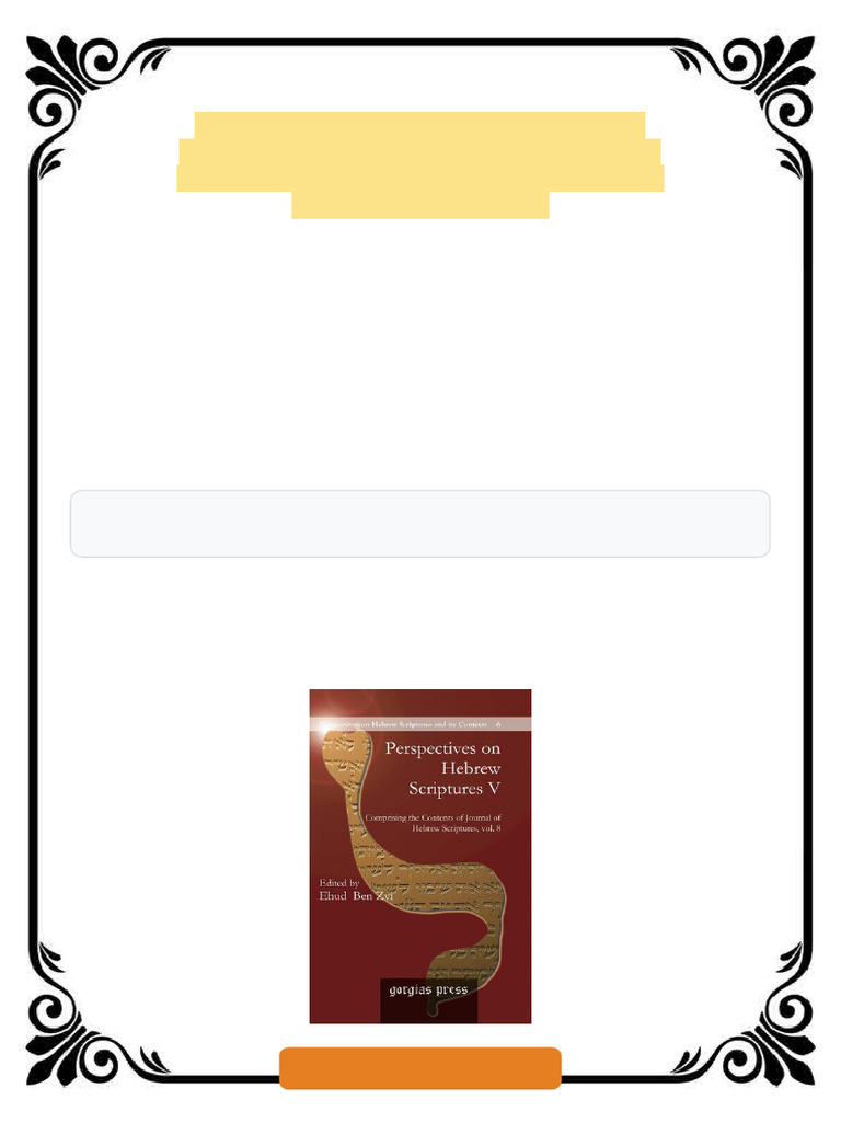 Perspectives On Hebrew Scriptures V Perspectives On Hebrew Scriptures ...