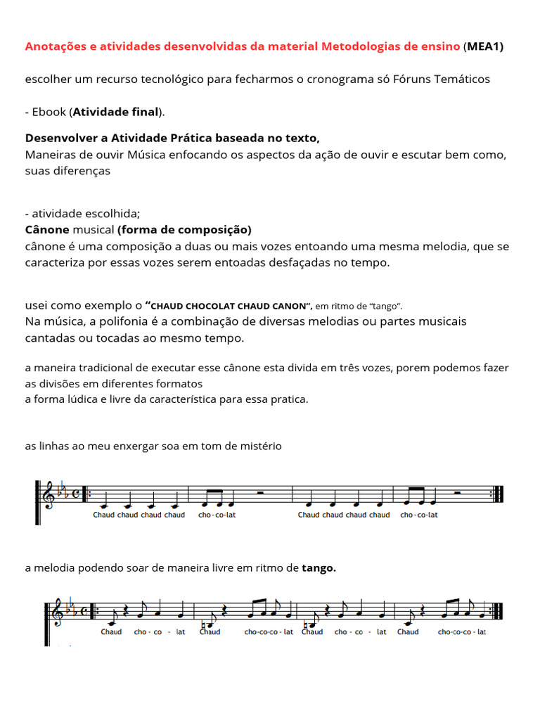 Cânone Musical (Forma de Composição) Cânone é Uma Composição a Duas Ou ...