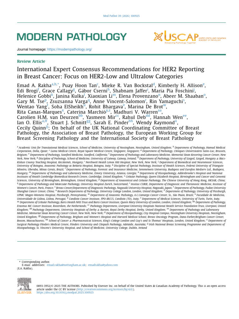 International Expert Consensus Recommendations For HER2 Reporting in ...