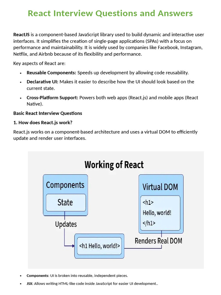 React Interview Questions & Answers Guide | PDF | Document Object Model ...
