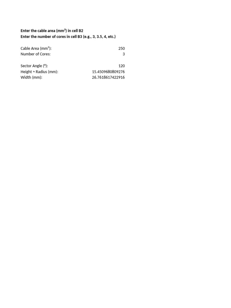 Cable Area and Core Specifications Guide | PDF