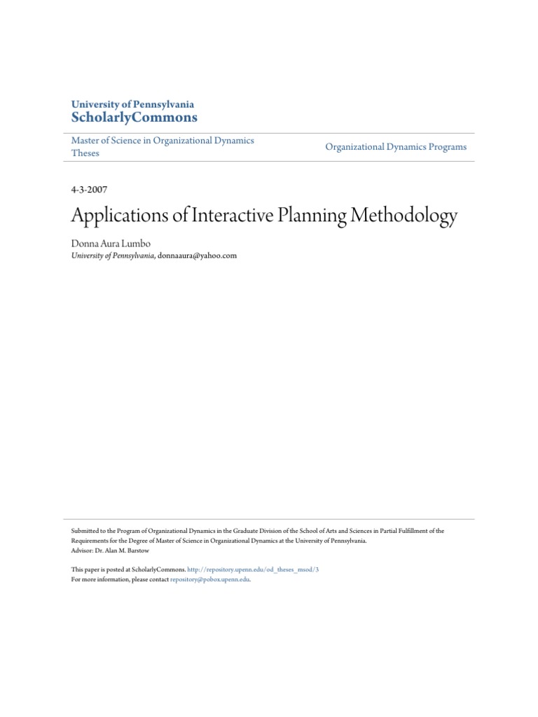 Applications of Interactive Planning Methodology | PDF | System ...