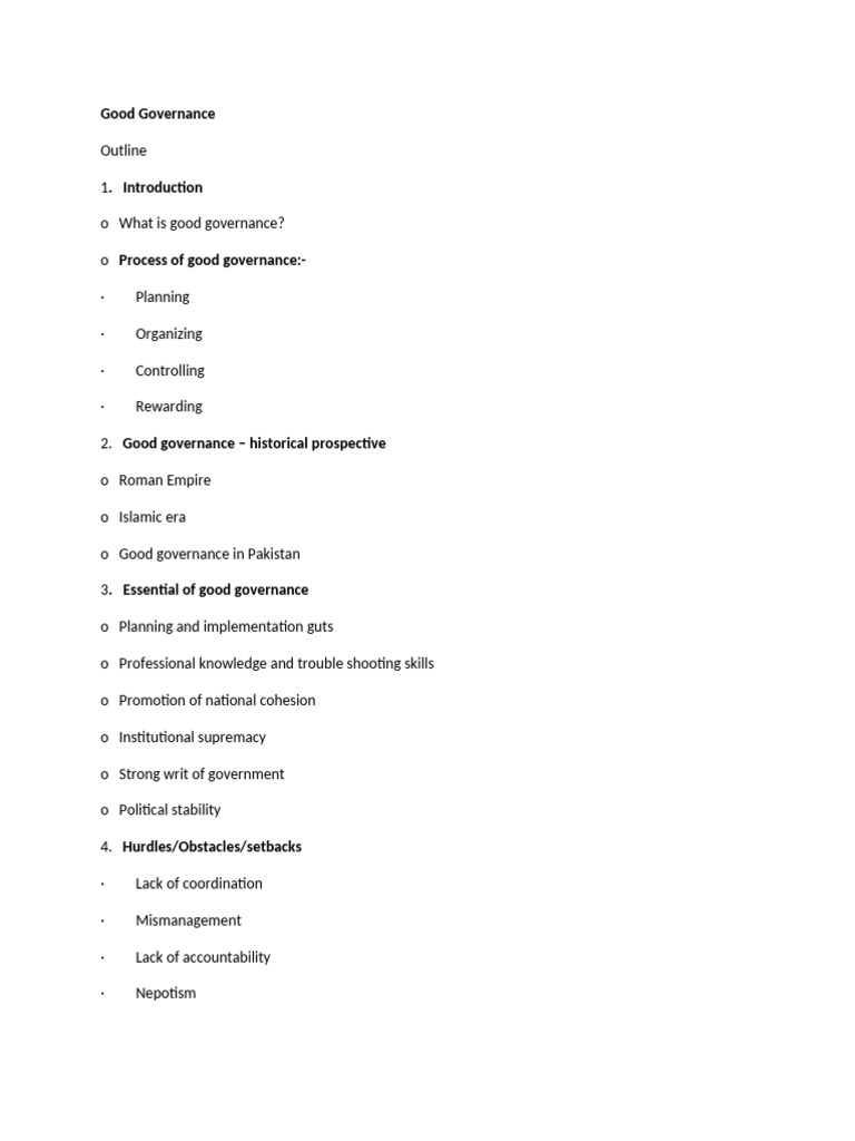 Essentials of Good Governance Explained | PDF | Governance | Pakistan