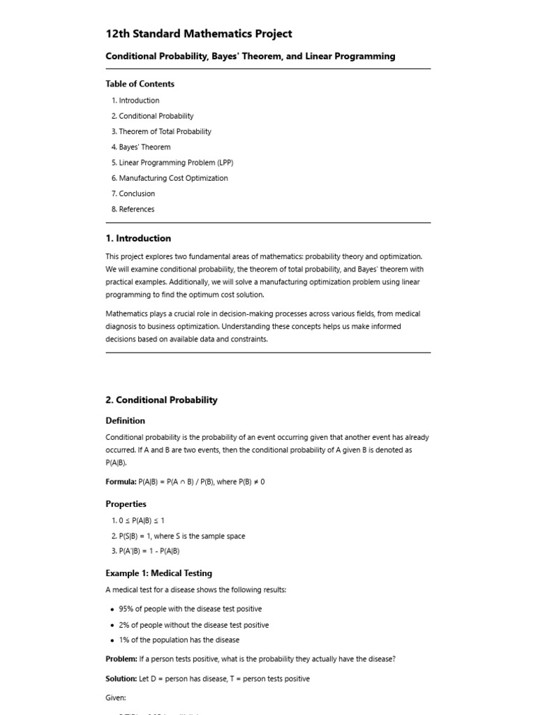 12th Standard Mathematics Project - Probability and Linear Programming ...