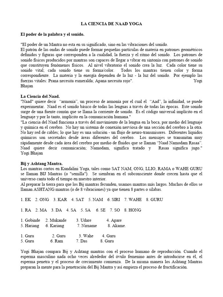 La Ciencia de Naad Yoga El Poder de La Palabra y El Sonido El ...