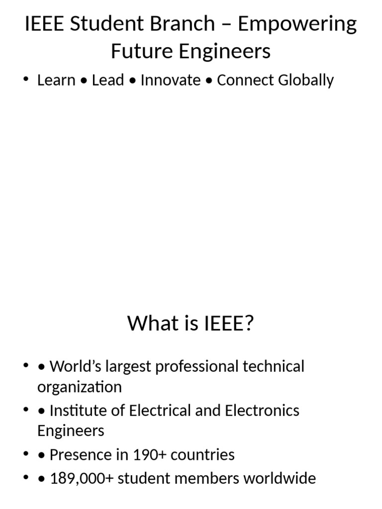 IEEE Student Branch Presentation | PDF
